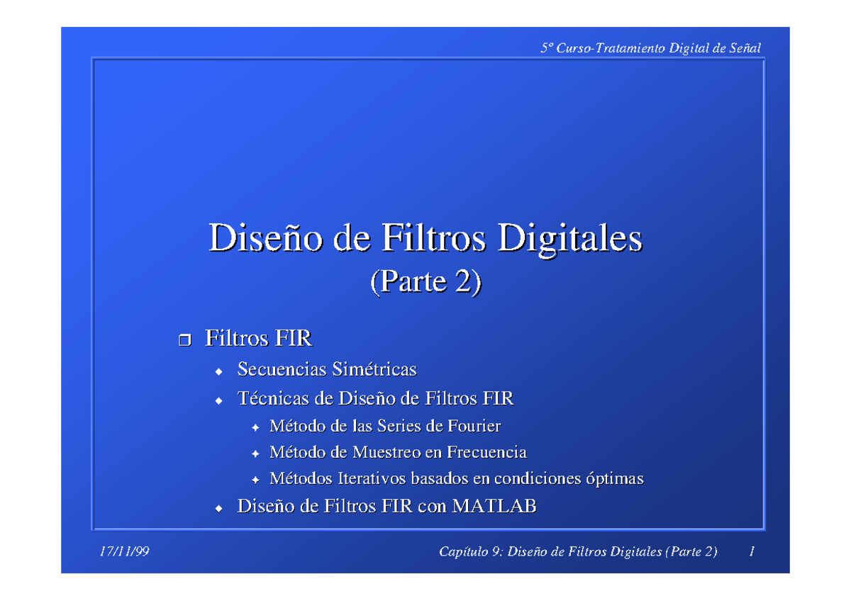 Fir - 5º Curso-Tratamiento Digital de Señal Diseño de Filtros Digitales ...