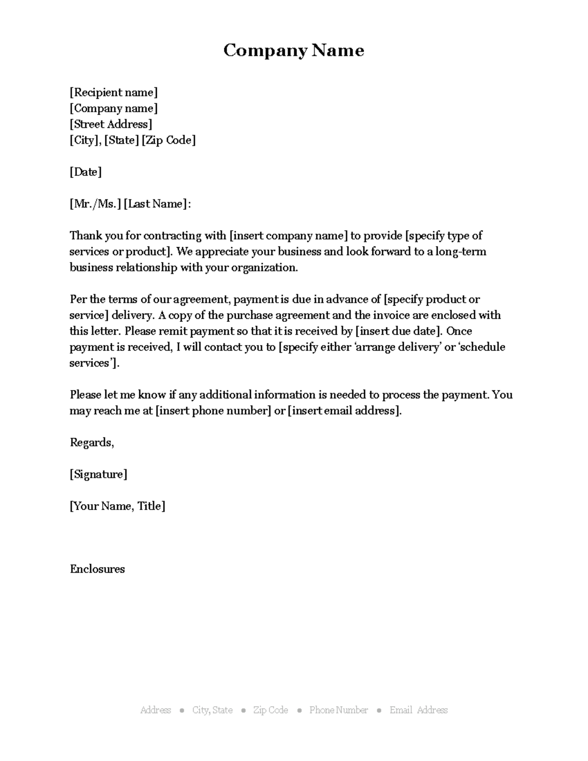 4458 Advance Payment Request Letter Company Name Recipient Name