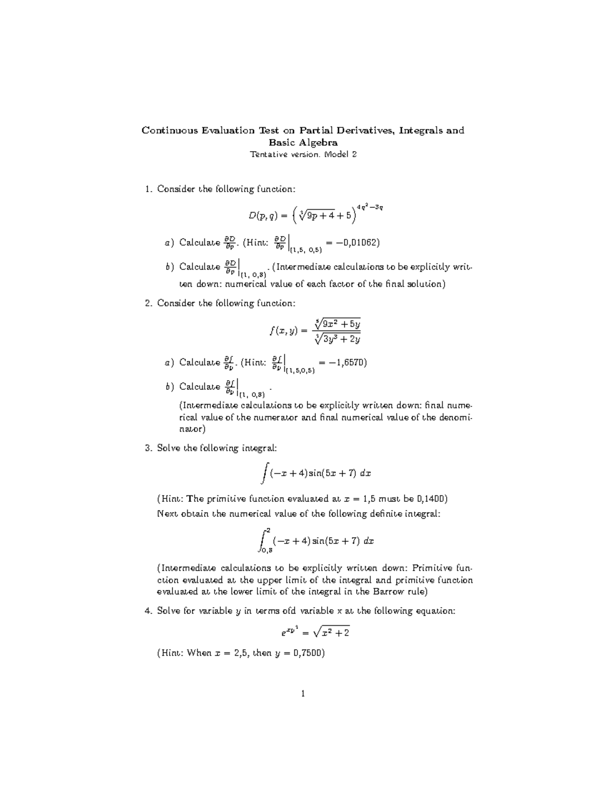 Continuous evaluation test tentative model v2 Solved - Continuous ...