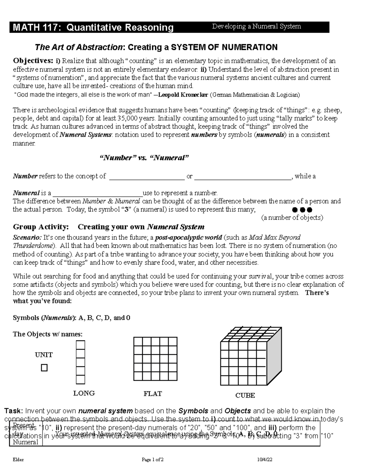 0-Alphabitia - Assignment - MATH 117: Quantitative Reasoning Developing ...