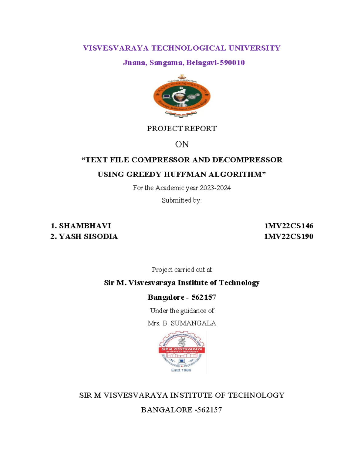 Ada report - hhuffman encoding/decoding - VISVESVARAYA TECHNOLOGICAL ...