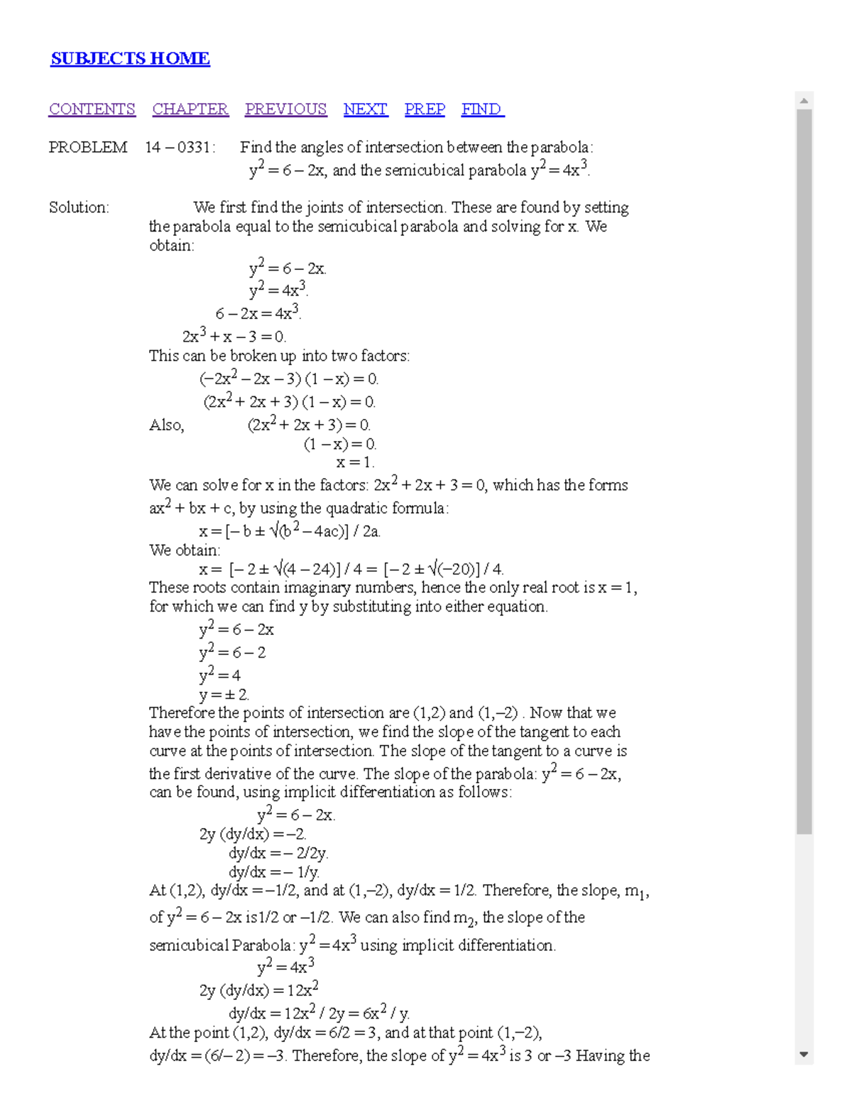 Calculus Problems and Solutions 331-1 - SUBJECTS HOME CONTENTS CHAPTER ...
