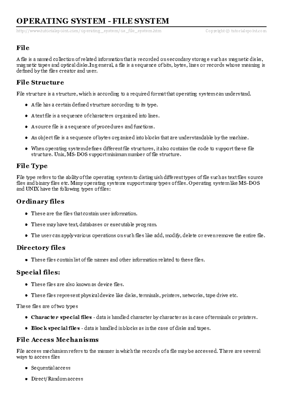 OS FILE Systems - best - tuto rialspo int m/o pe rating _syste m/o s_file _syste m Copyrig ht ...