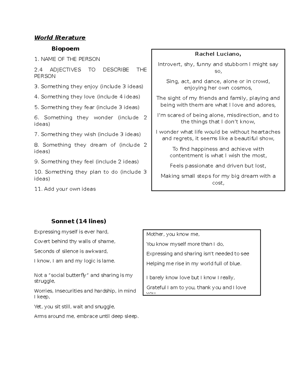 Hirimuon - poems - World literature Biopoem 1. NAME OF THE PERSON 2 ...