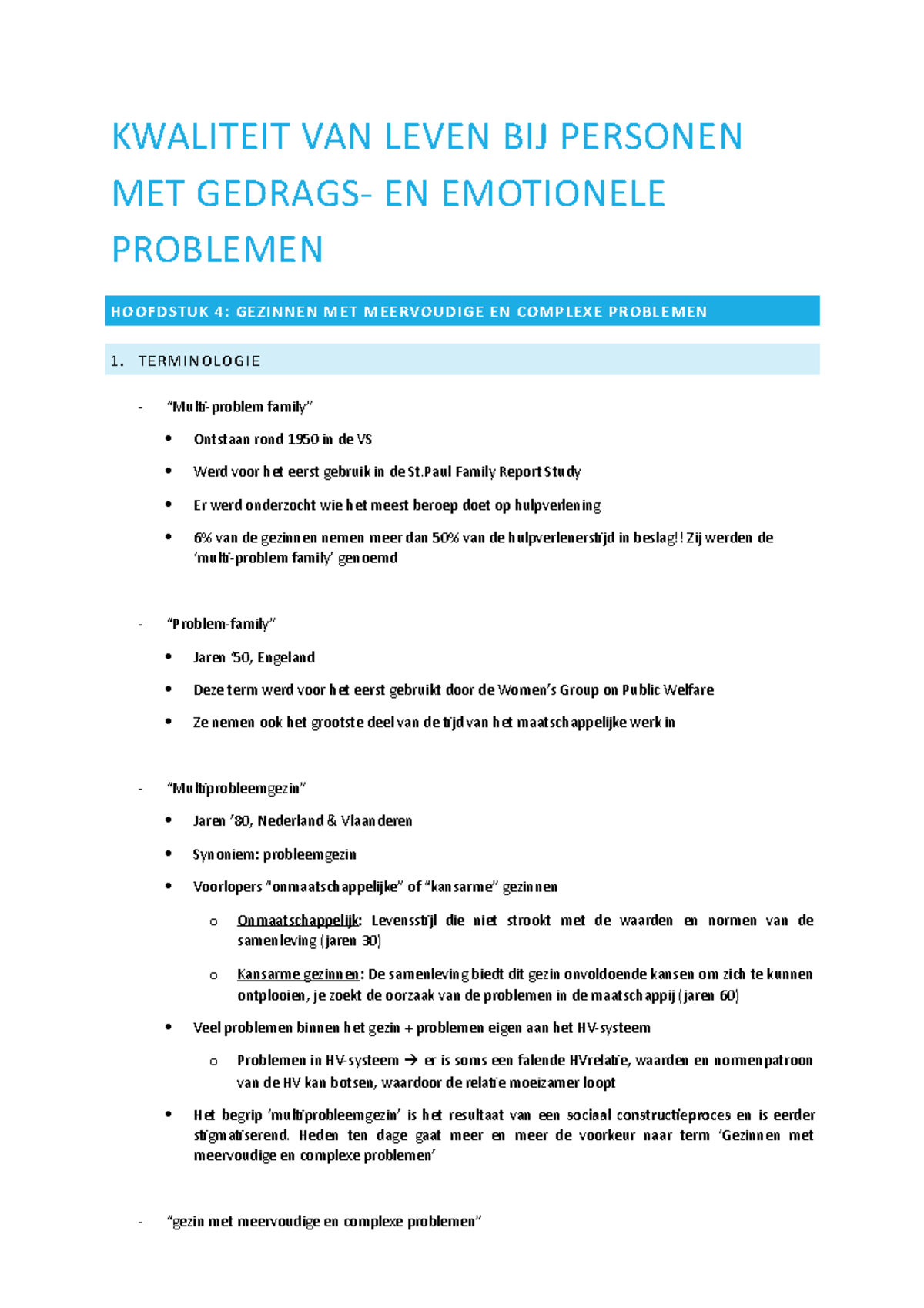 Les 5docx - Kwaliteit van leven mensen met gedrags- emotionele problemen - KWALITEIT VAN LEVEN ...