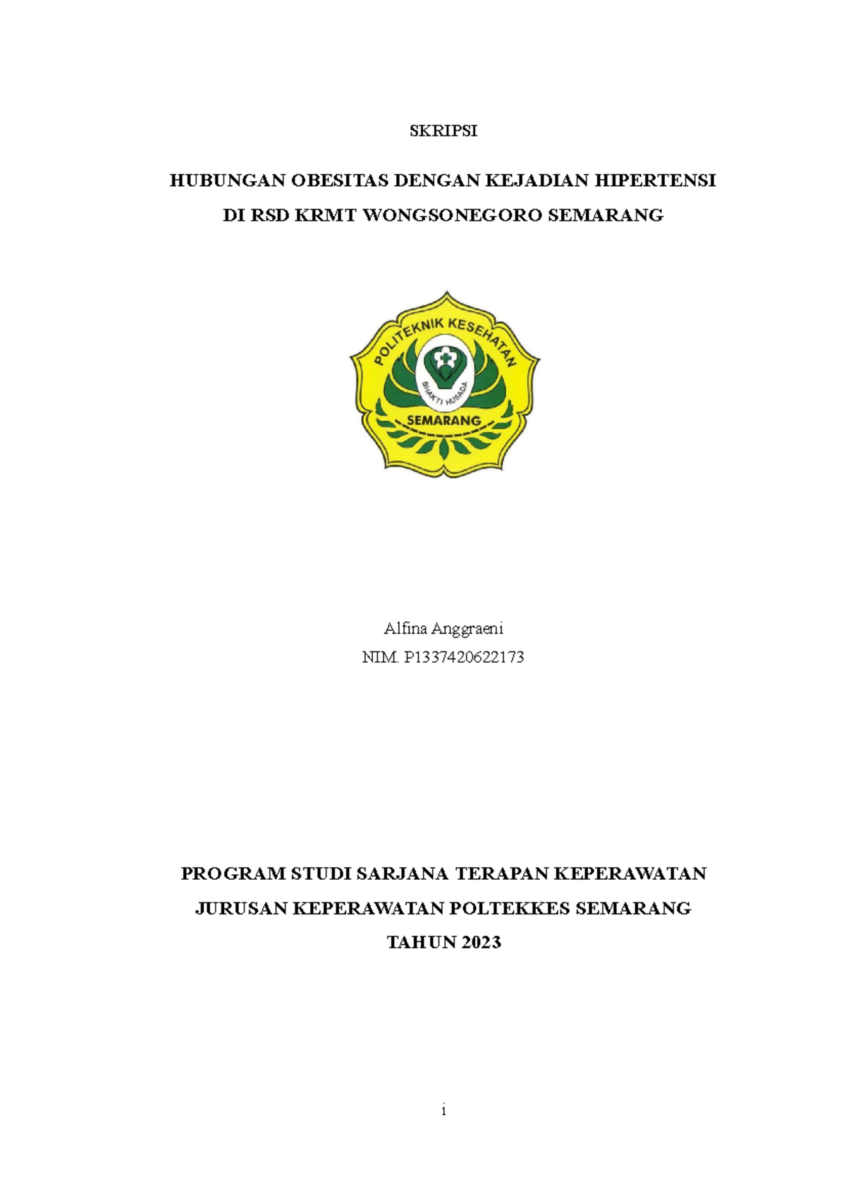 Skripsi Lengkap Alfina Anggraeni After Rapih - SKRIPSI HUBUNGAN ...