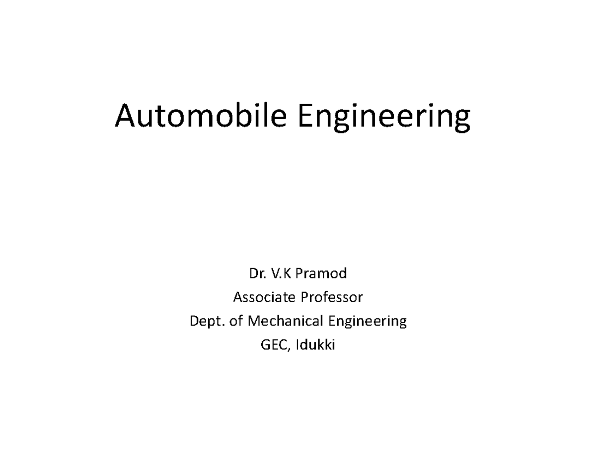 01 energy & power - Automobile engineering ktu - Automobile Engineering Dr. V Pramod Associate ...