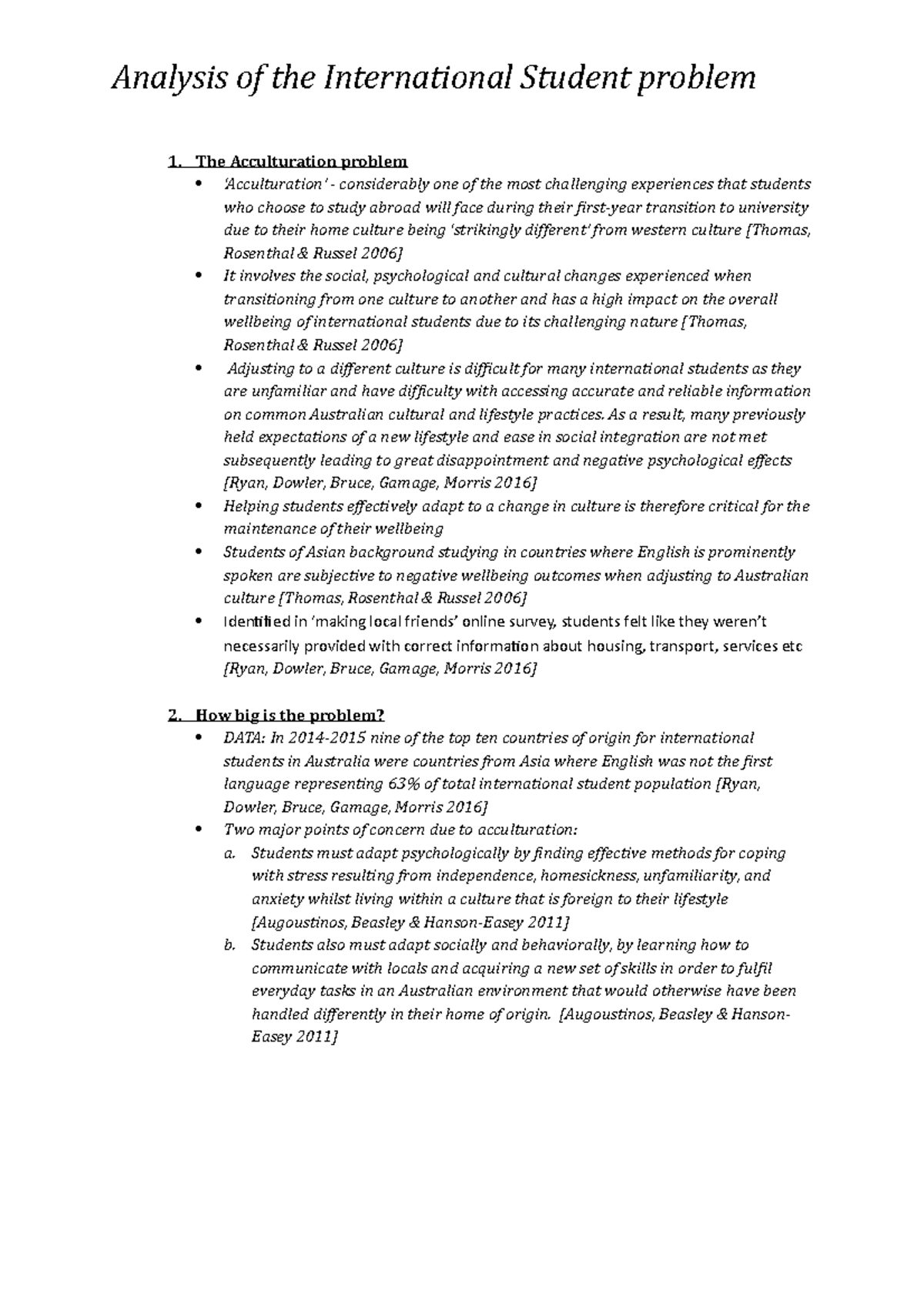 IBP Individual Portfolio TASK 1 - Analysis of the International Student ...