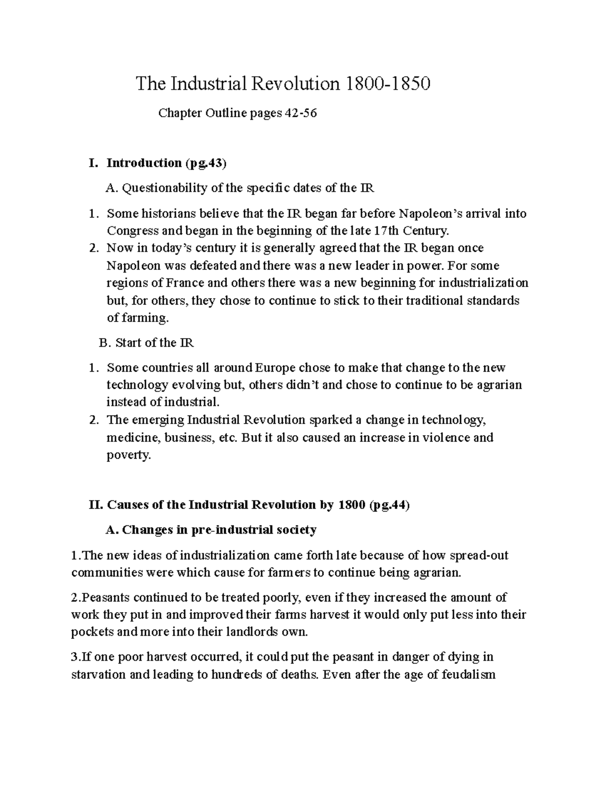 Leconte Jr D Industrial Rev Outline - The Industrial Revolution 1800 ...