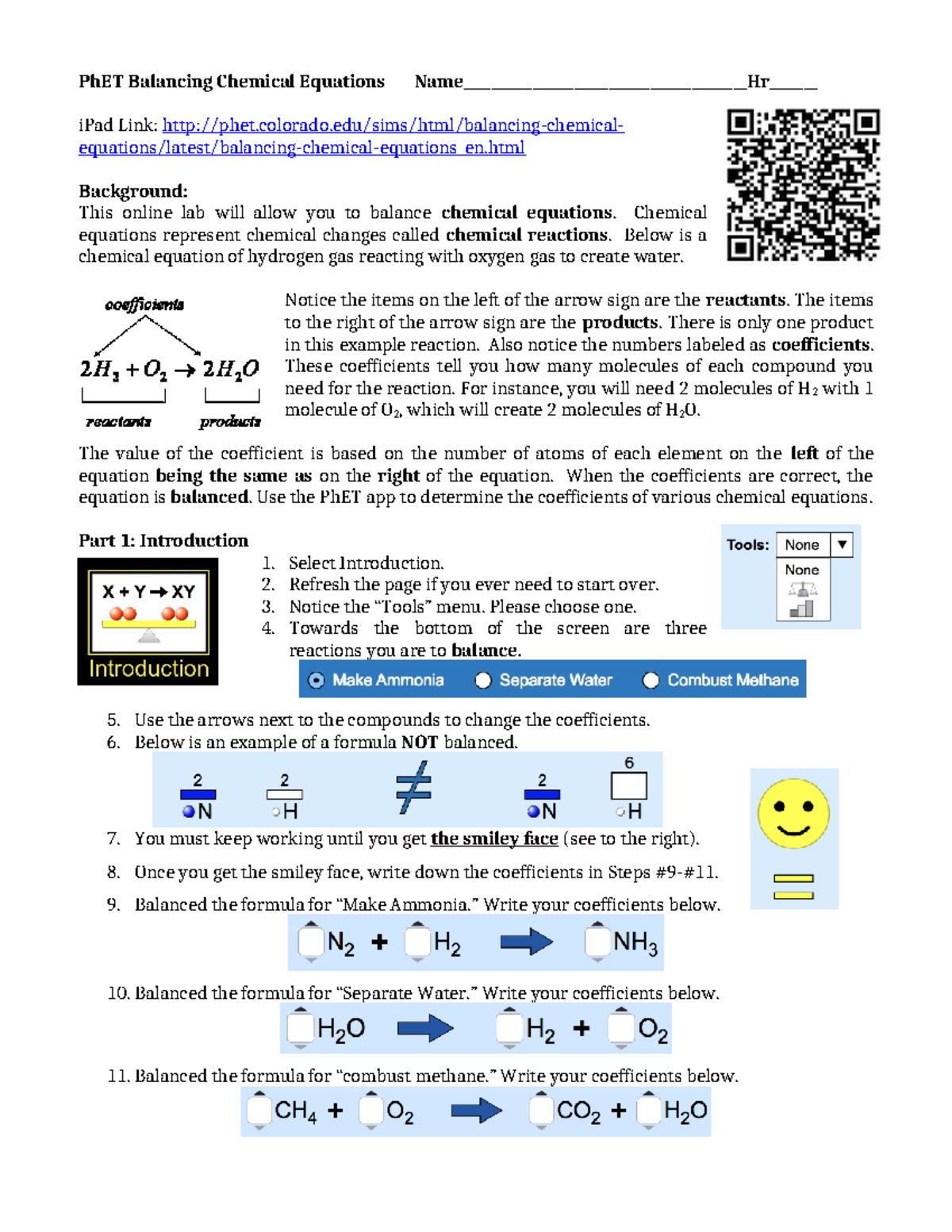Ph ET Balancing Chemical Equations - PhET Balancing Chemical Equations ...