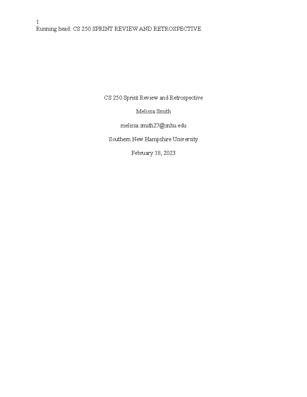 CS 250 Final Project-Sprint Review and Retrospective-Melissa - Running ...