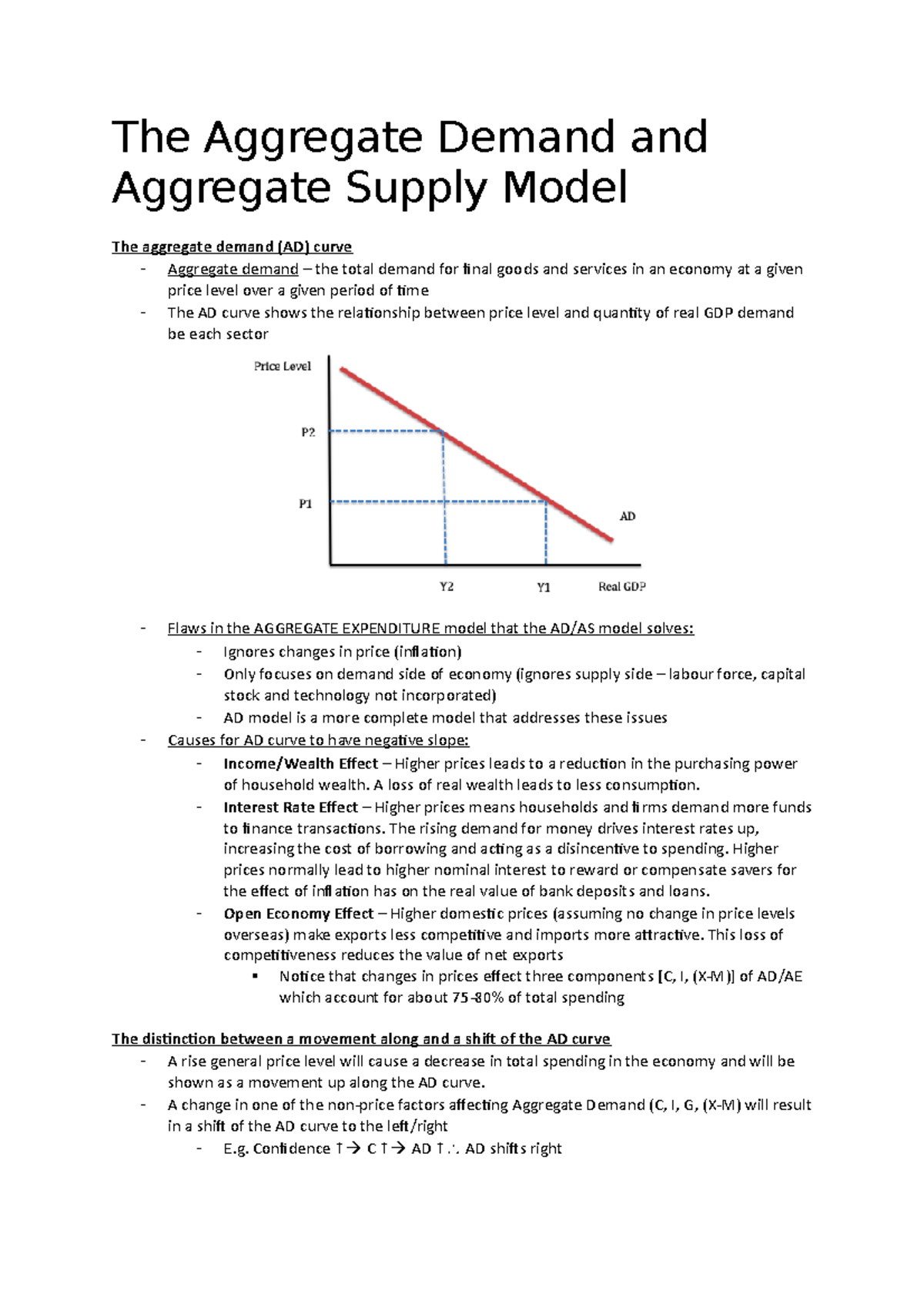 The Aggregate Demand and Aggregate Supply Model copy - The Aggregate ...
