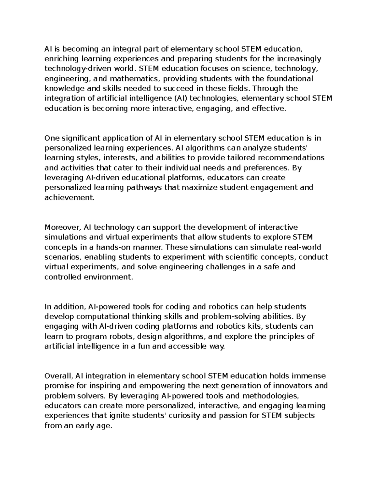 AI is becoming an integral part of elementary school STEM education ...