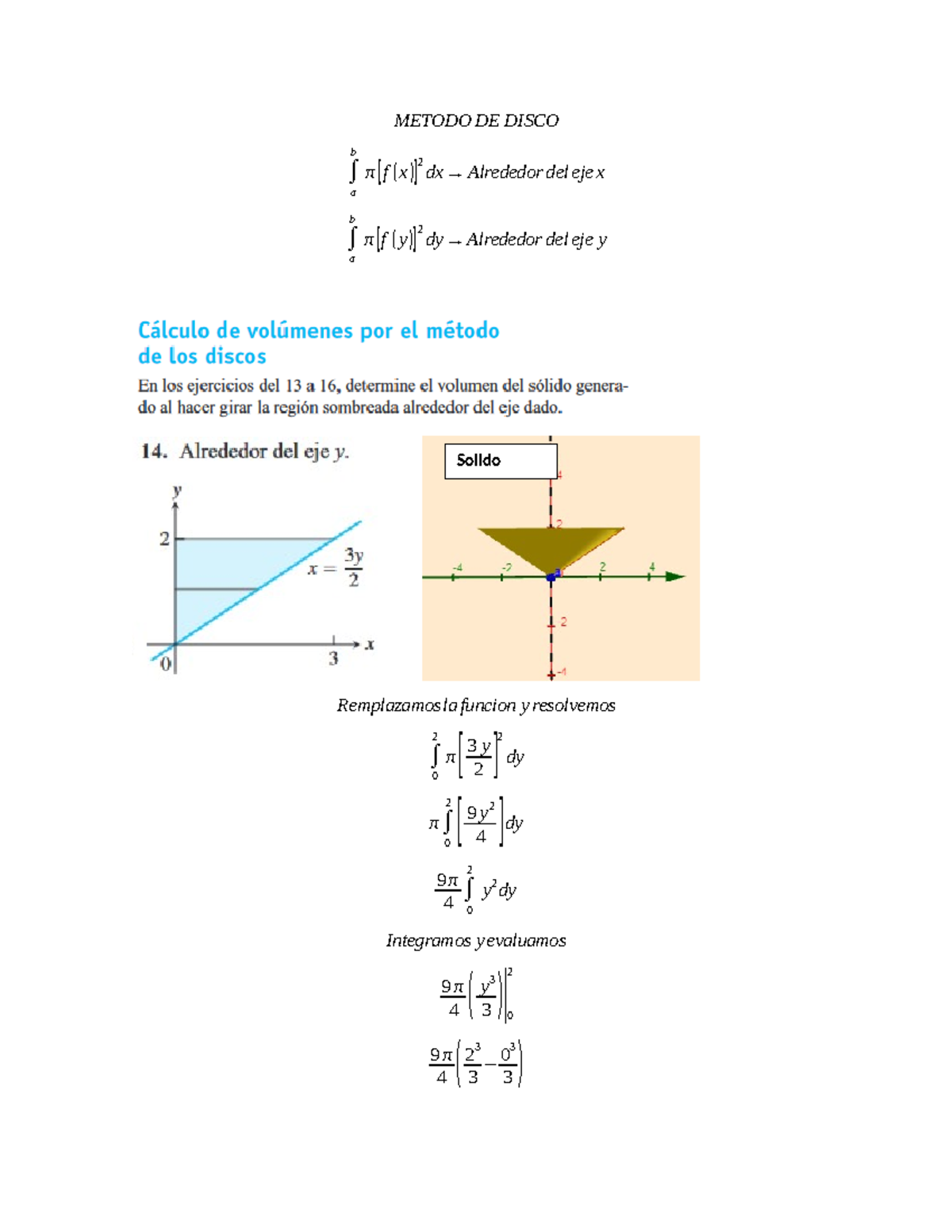 Metodo DE Disco - dasdasdasd - METODO DE DISCO ∫ a b π [ f ( x ) ] 2 dx ...