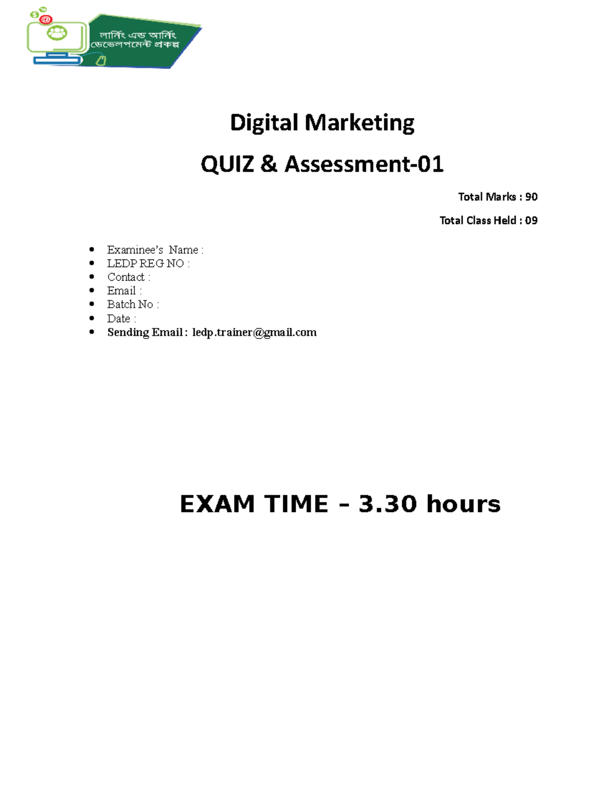 Quiz 01 - LEDP - Project Dhaka - Accounting Principles - Studocu