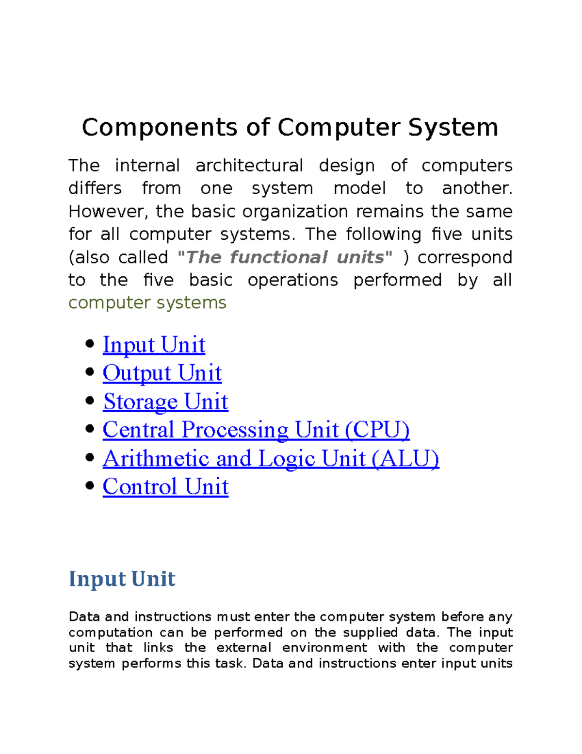 Components of Computer System - However, the basic organization remains ...