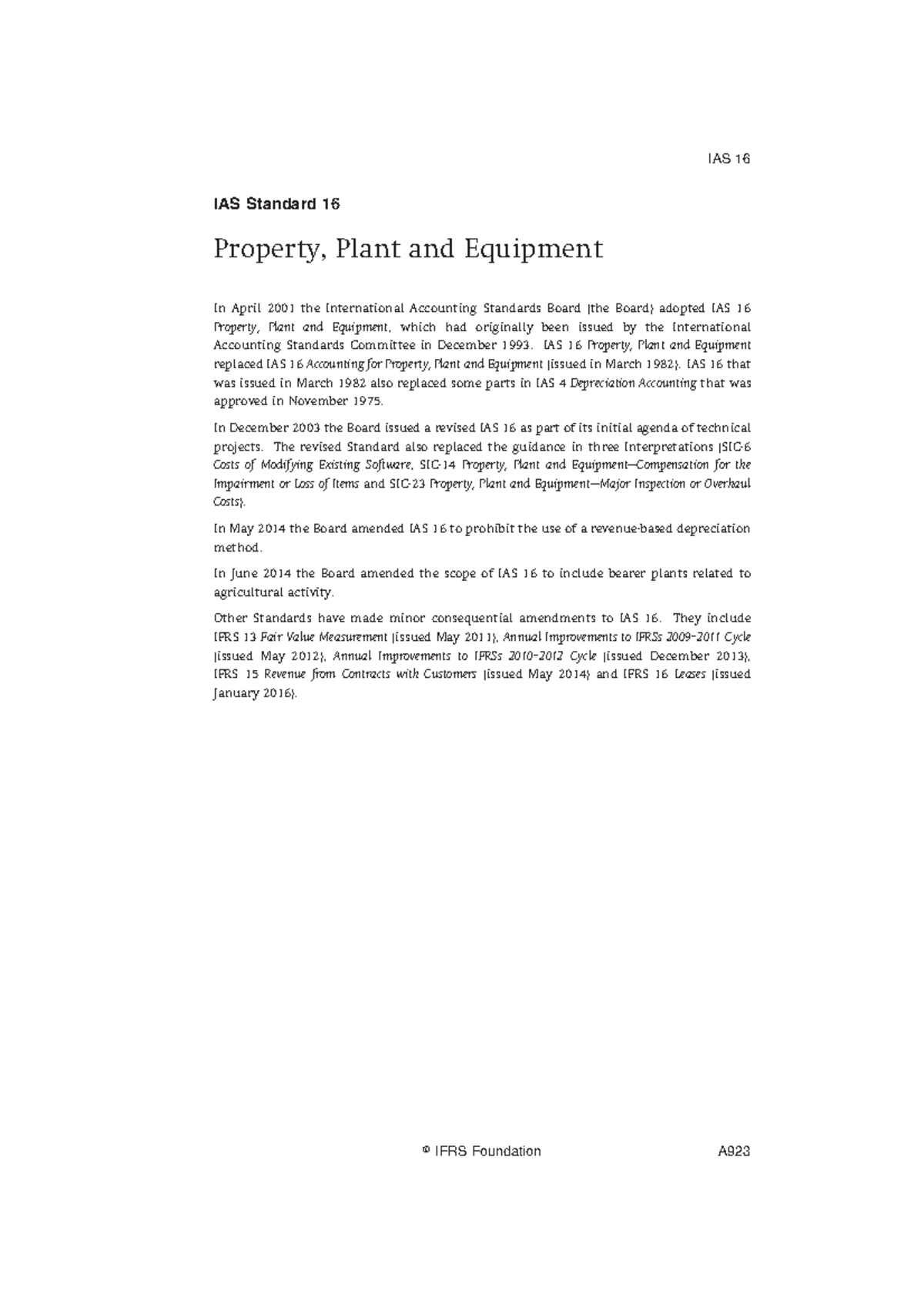 Ias16 Property Plant And Equipment IAS Standard 16 Property Plant