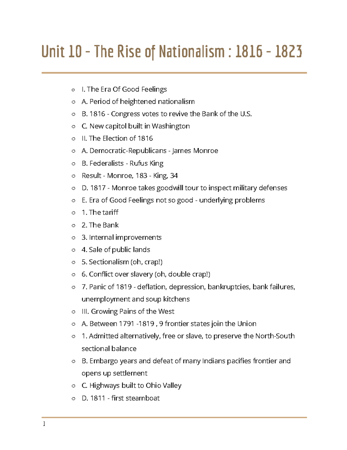 Unit 10: The Rise of Nationalism - Unit 10 - The Rise of Nationalism ...