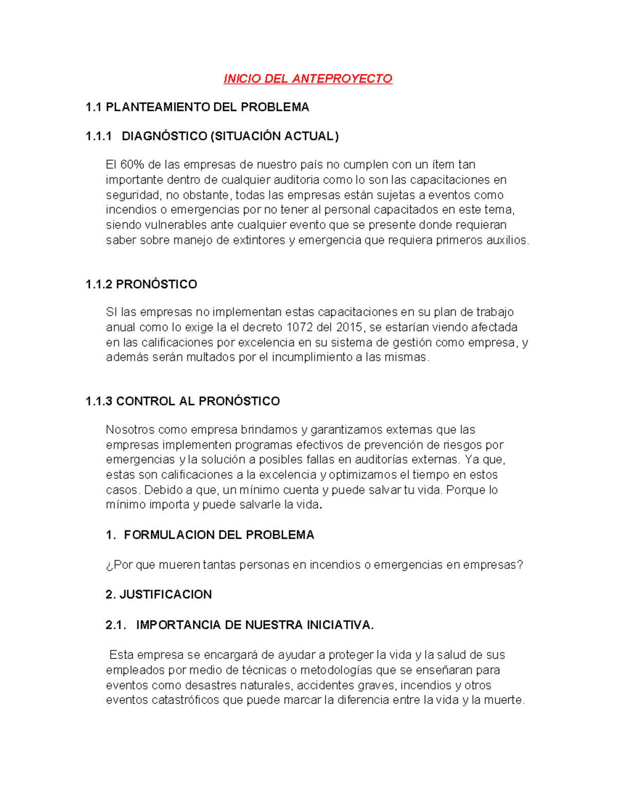 Inicio DEL Anteproyecto final - INICIO DEL ANTEPROYECTO 1 PLANTEAMIENTO DEL PROBLEMA 1.1 ...