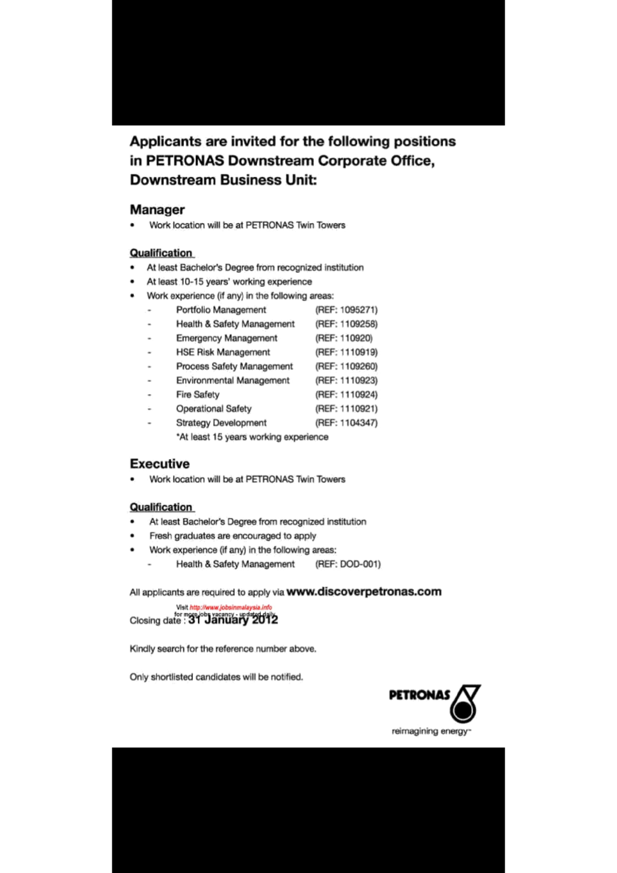 Petronas Job Description and Employment Contract - Human Resource ...