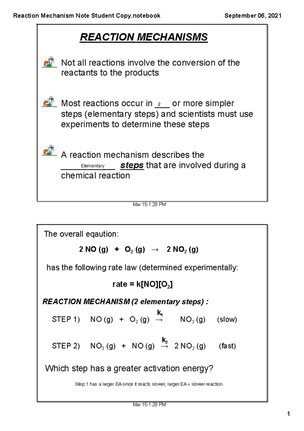 Lesson 4 - Reaction Mechanism Note Student Note - Mar 15­1:28 PM - Studocu
