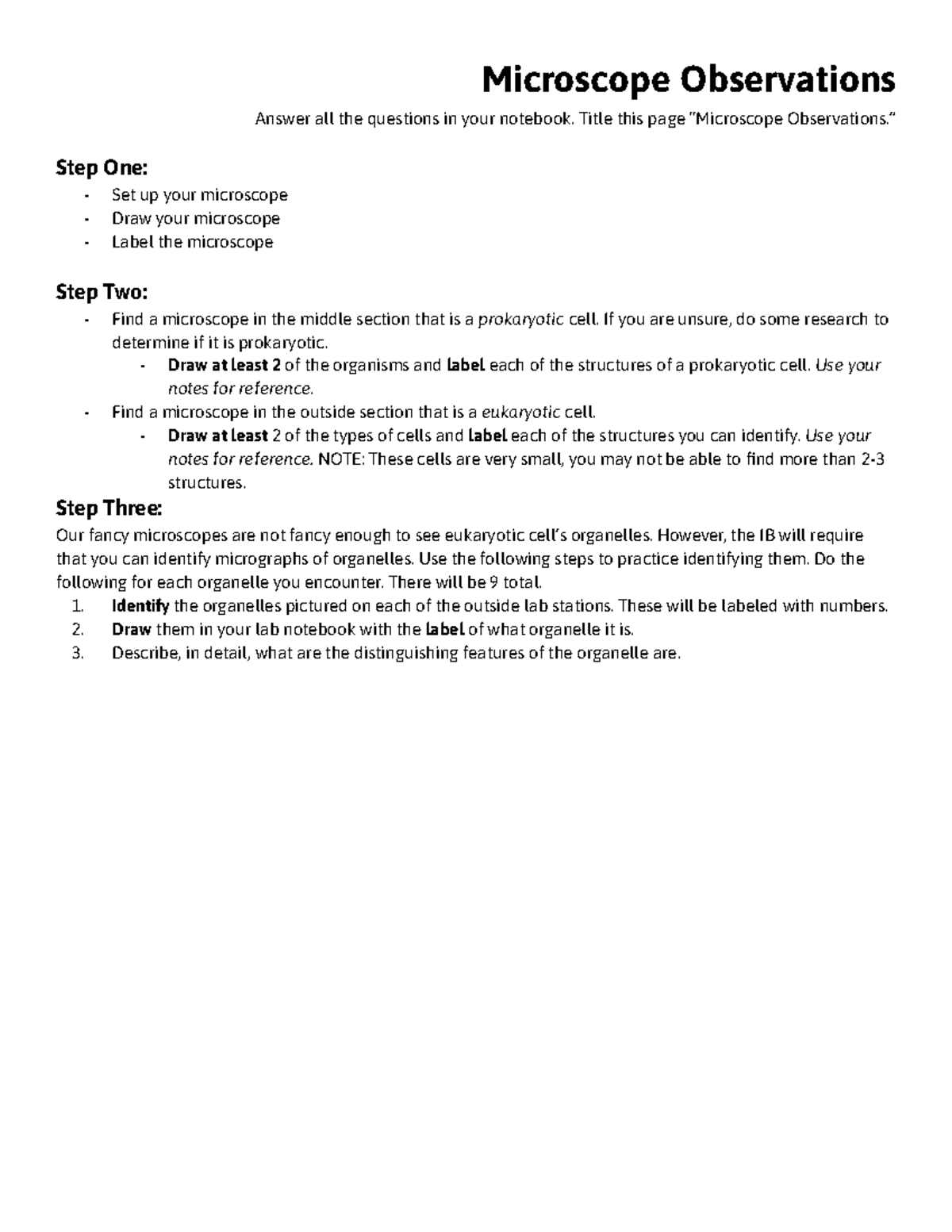 IB Microscope Observations - Microscope Observations Answer all the ...