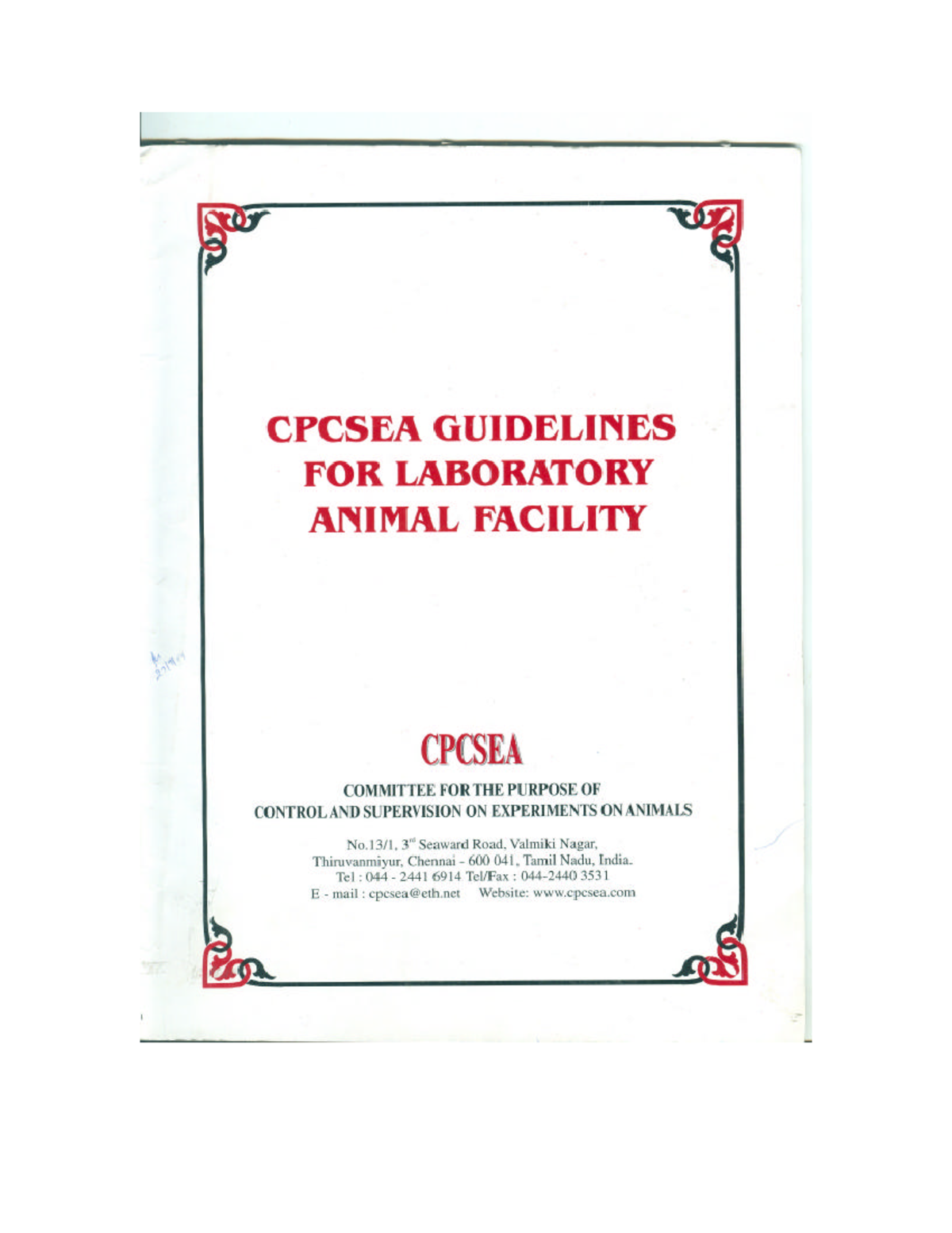 Guidelines for Animal Facility - CPCSEA Guidelines For Laboratory ...