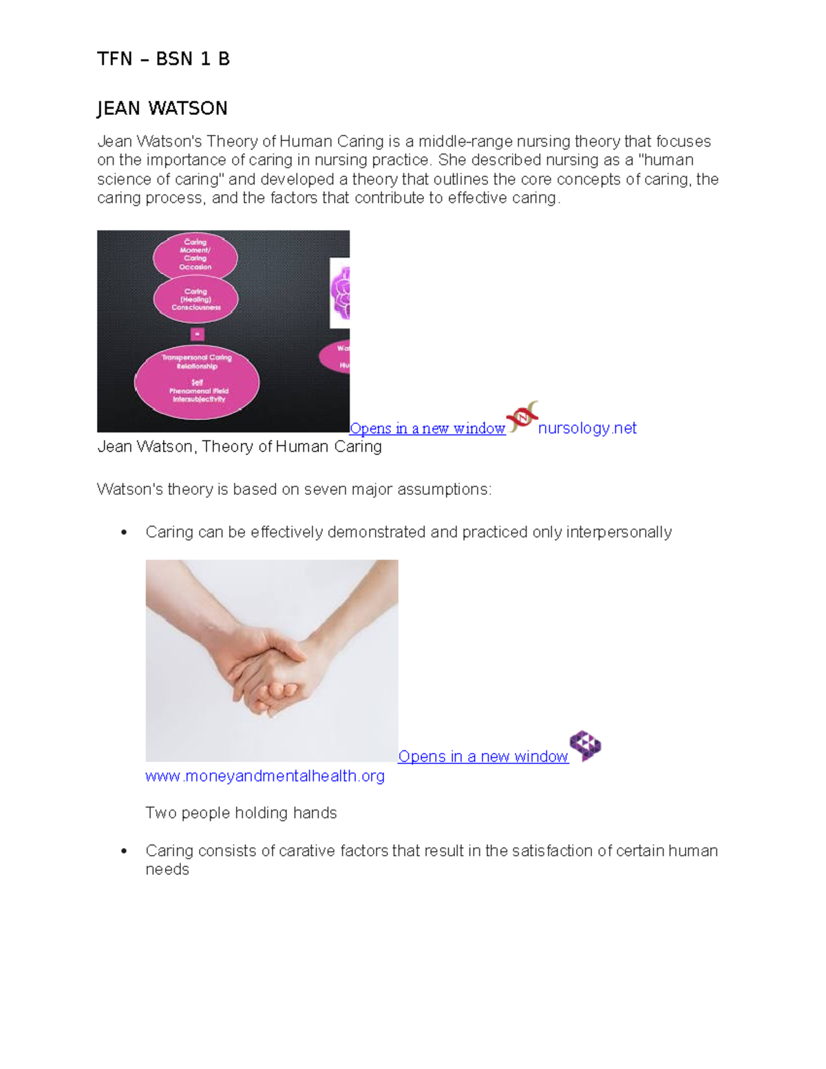 Theoretical Foundations of Nursing - JEAN WATSON Jean Watson's Theory ...