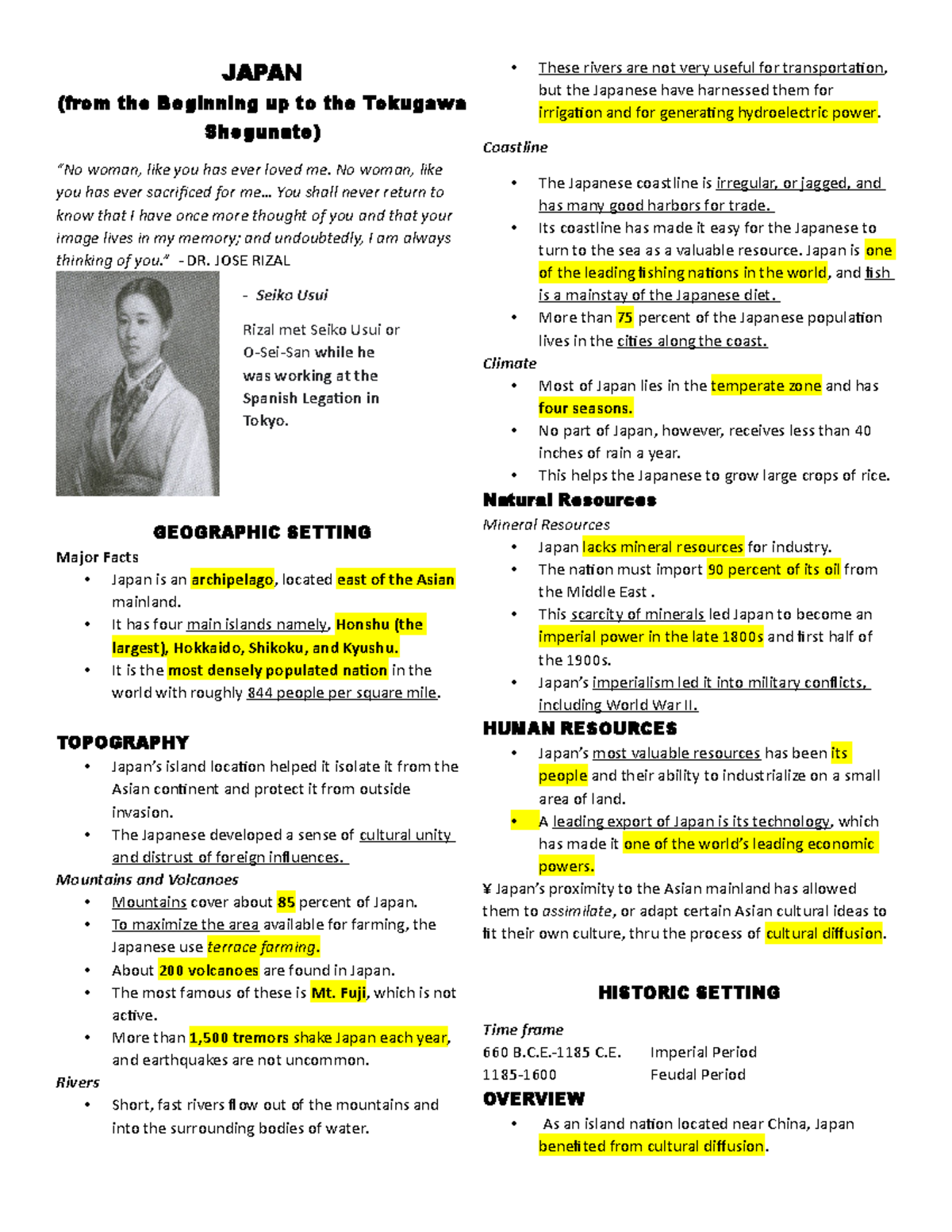 1ST SEM Finals NOTE Compilation - JAPAN (from the Beginning up to the ...