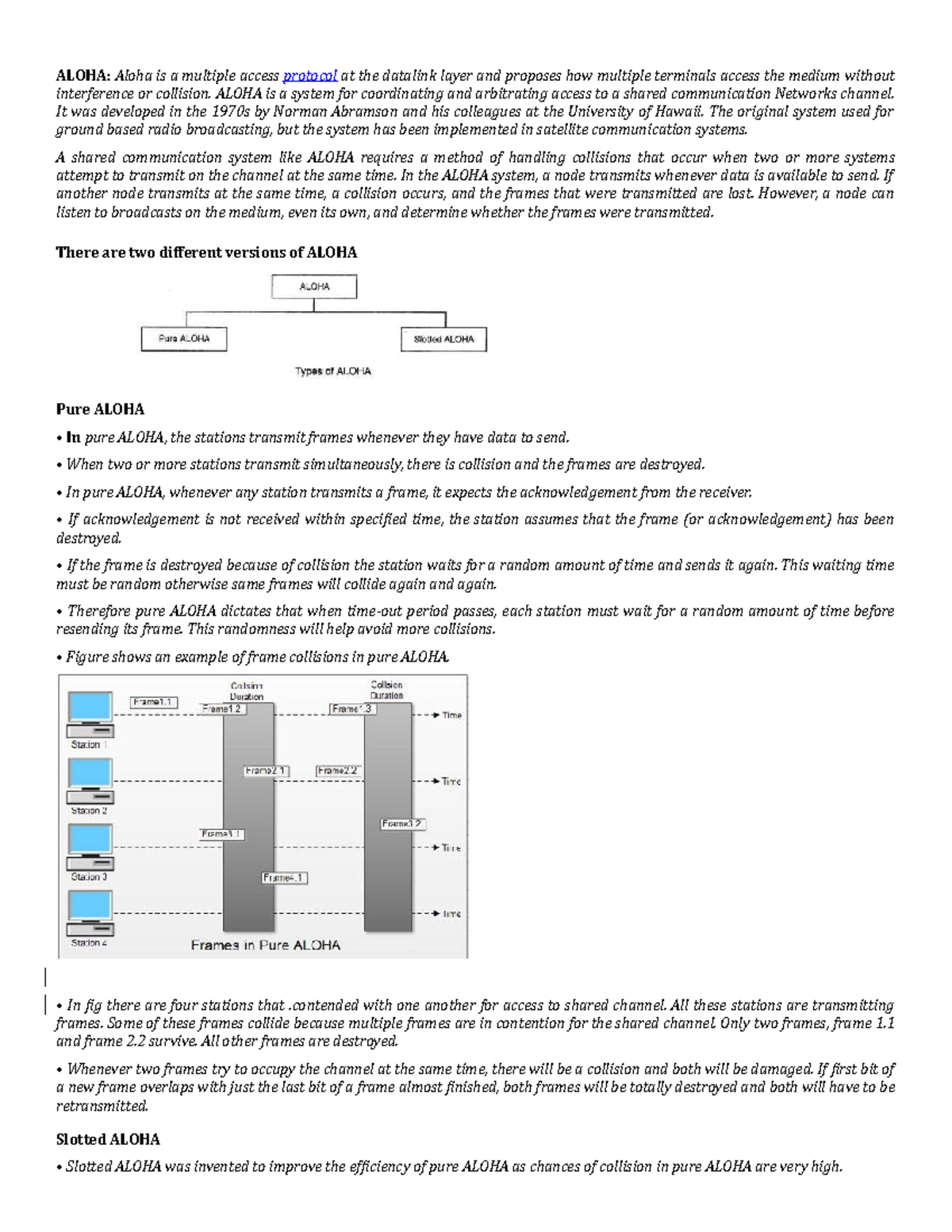 Aloha - Computer network lecture notes of semester 5 bachelor degree in ...
