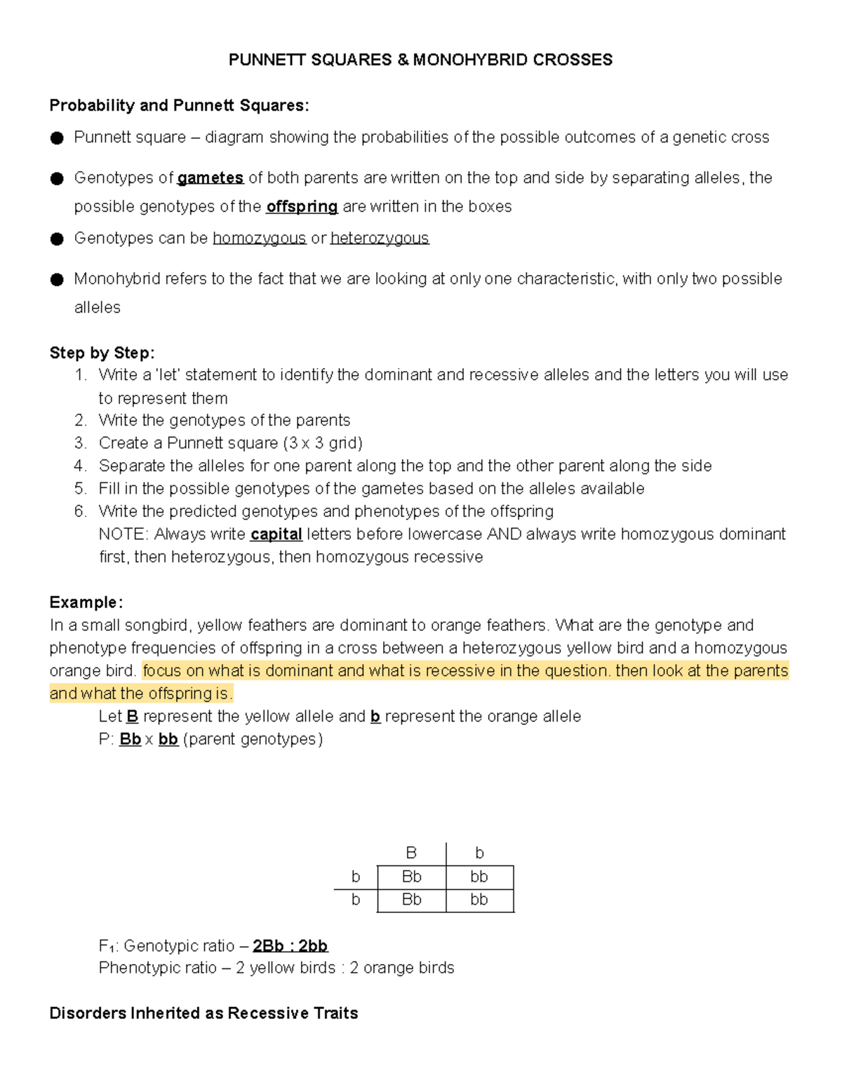Copy of GL11.1 Punnett Squares & Monohybrid Crosses FIB - PUNNETT ...