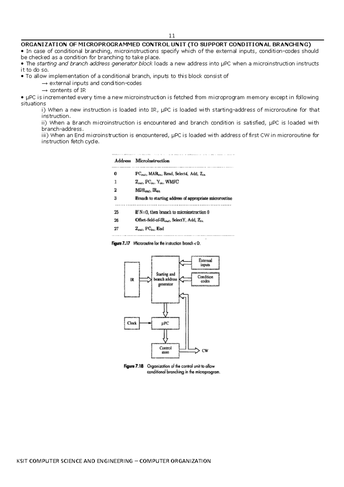 CO Notes of unit 2 topics (1)-11-17 - ORGANIZATION OF MICROPROGRAMMED ...