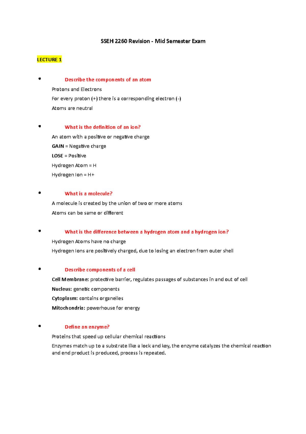 SSEH 2260 Revision - sem 1 2022 - SSEH 2260 Revision - Mid Semester ...