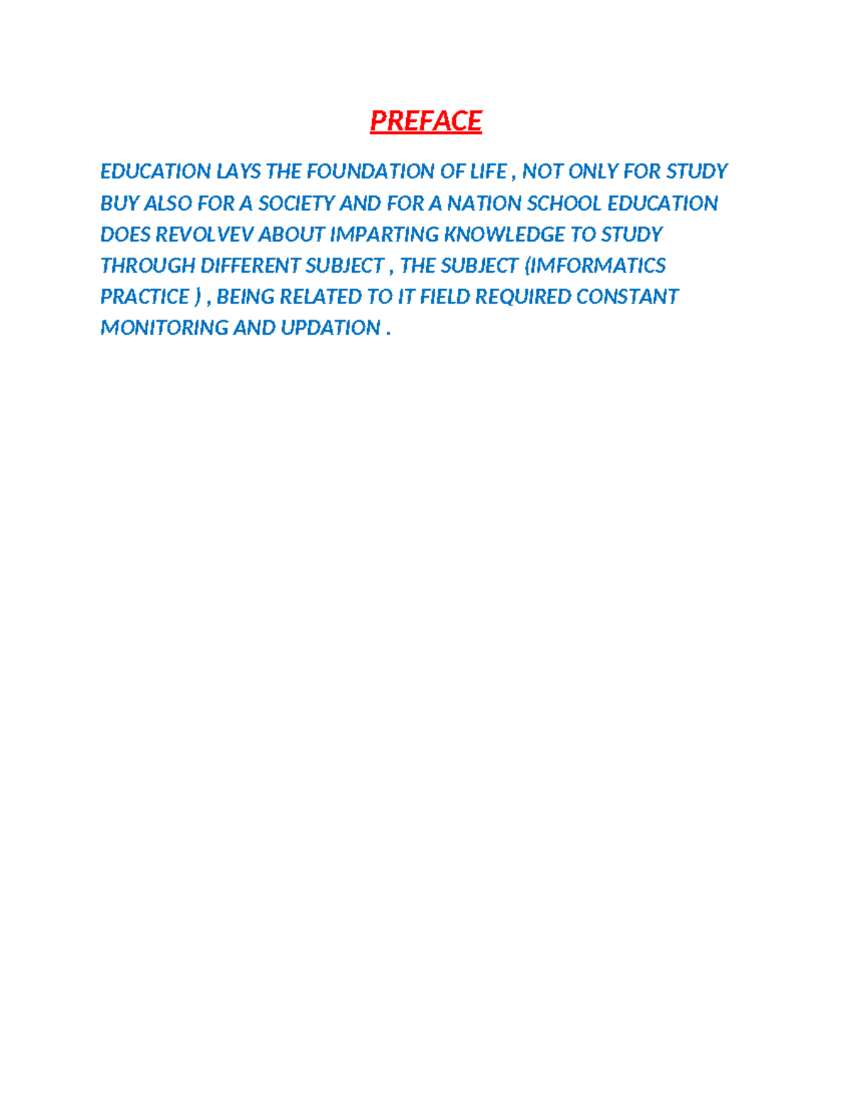 Preface - rfesg - Computer Applications - PREFACE EDUCATION LAYS THE FOUNDATION OF LIFE , NOT ...