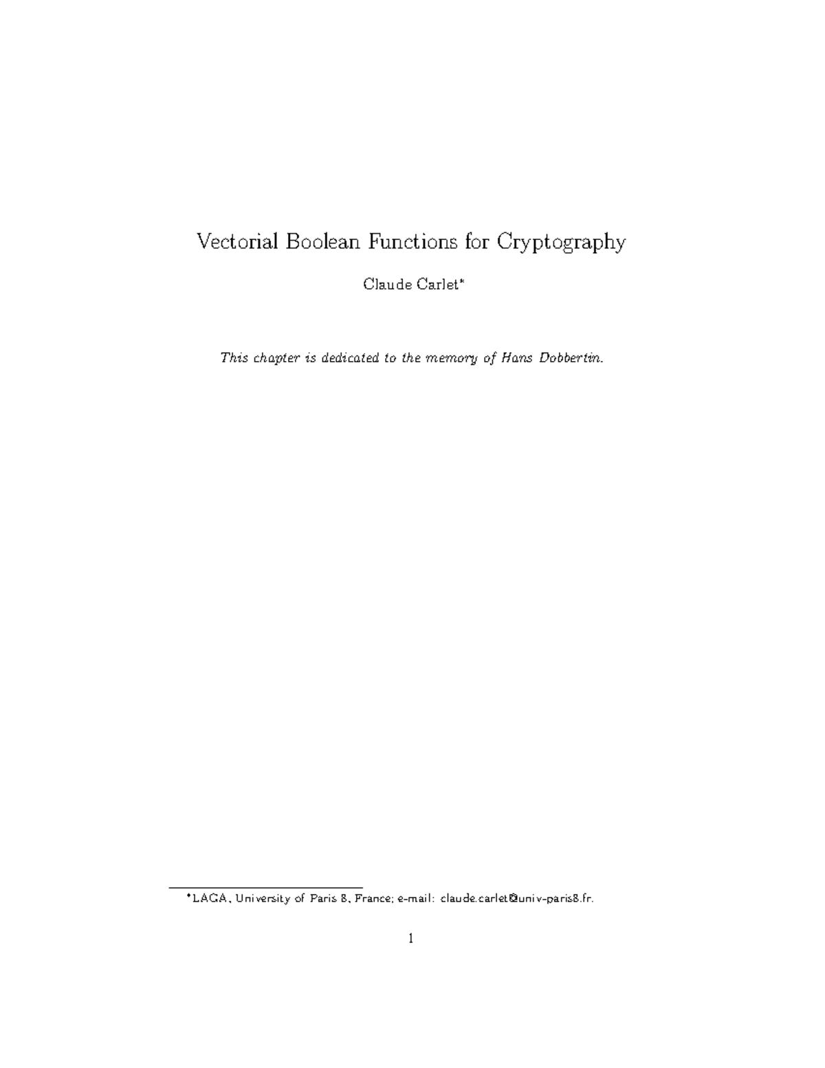 Chap vectorial fcts corr - Vectorial Boolean Functions for Cryptography Claude Carlet∗ This ...