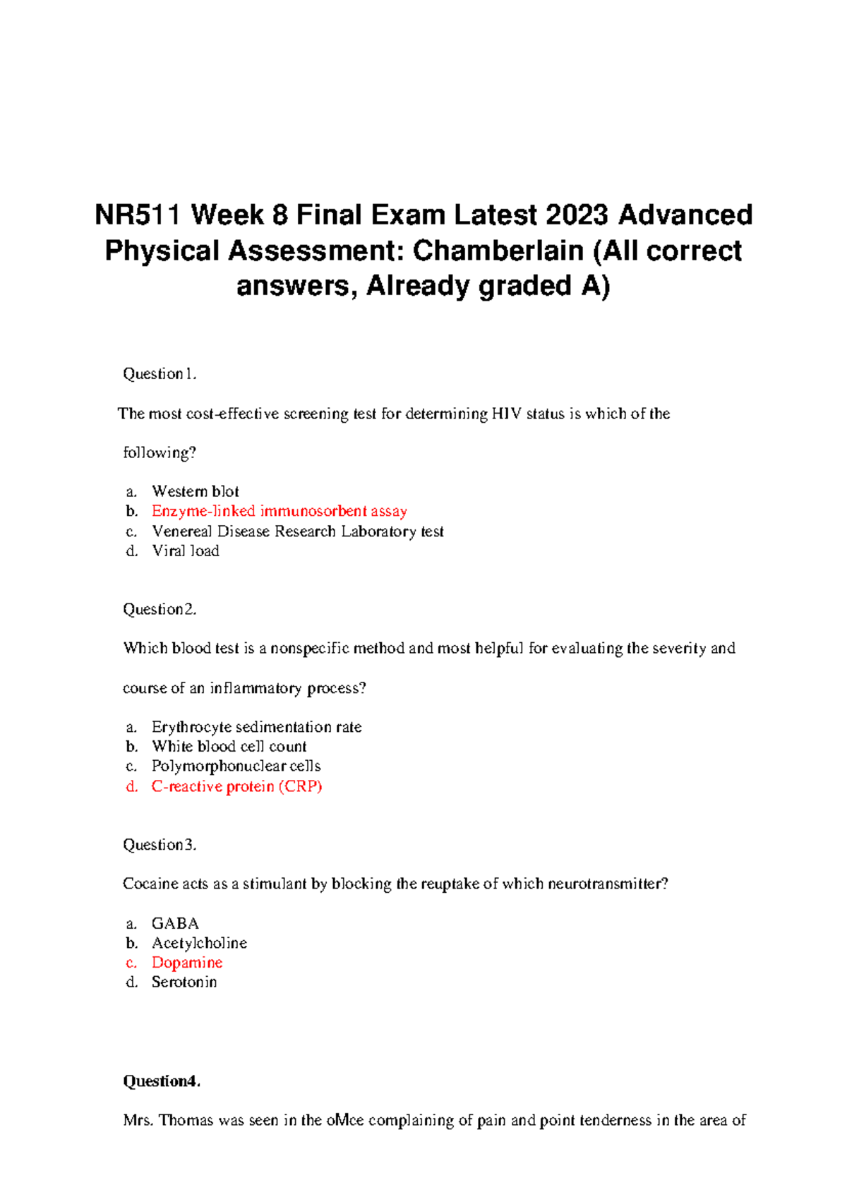 Week 8 final exam e - exam - NR511 Week 8 Final Exam Latest 2023 ...