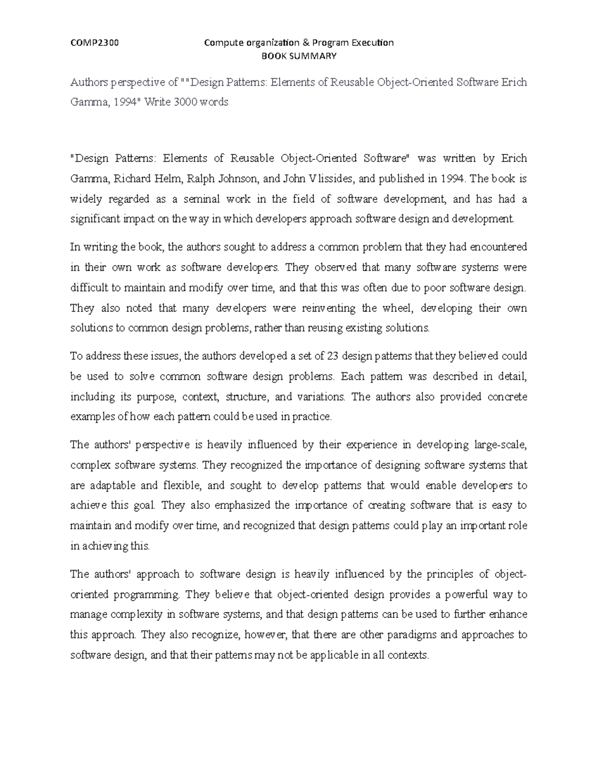 Authors Perspective Of Design Pattern Elements Of Reusable Object Oriented Software Book