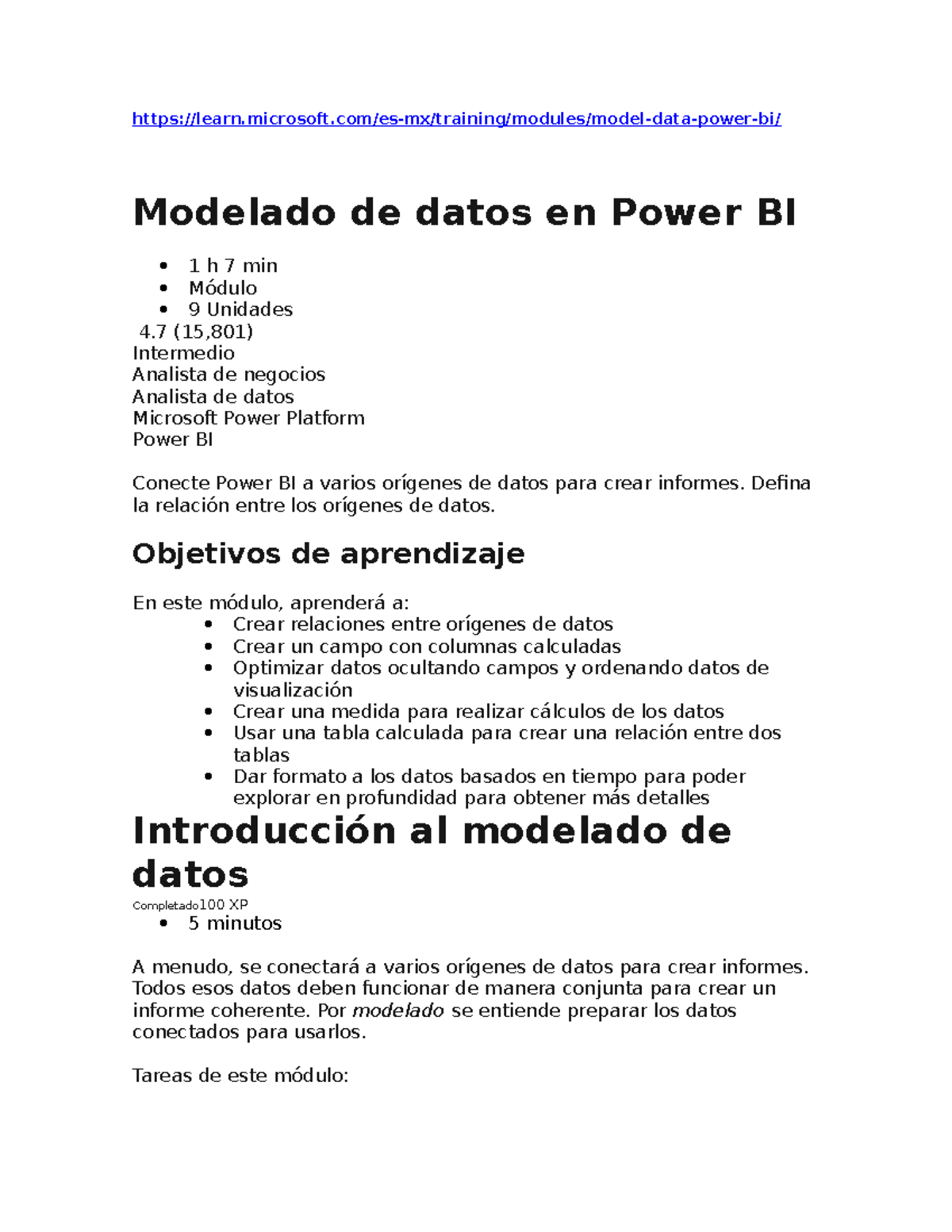 04- Modelado de datos en Power - learn.microsoft/es-mx/training/modules ...
