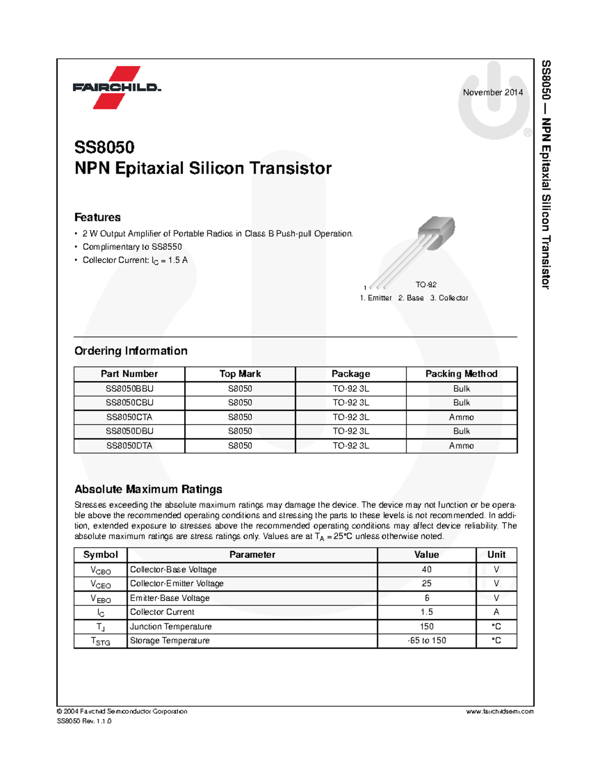 SS8050-117753 - Revision material - SS8050 — NPN Epitaxial Silicon ...