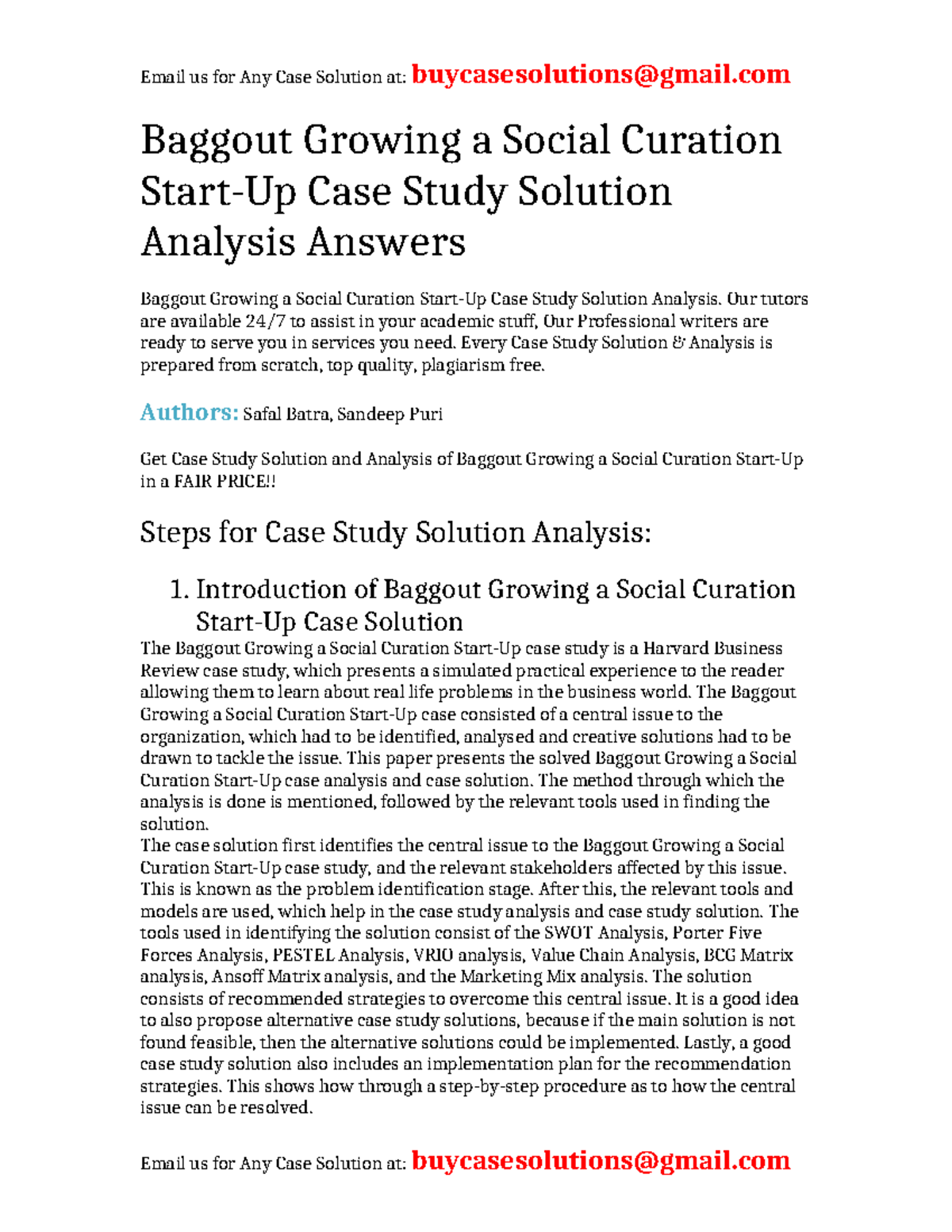 Case Solution Baggout Growing a Social Curation Start-Up - Baggout ...