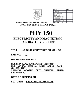 CHM 271 Experiment 4 - LAP REPORT - EXPERIMENT 4 (KINETICS ...