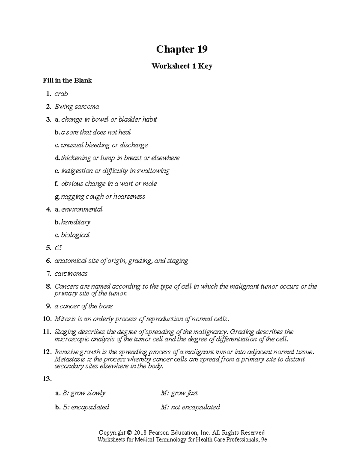 Chapter 19 Worksheet Key - Chapter 19 Worksheet 1 Key Fill in the Blank ...