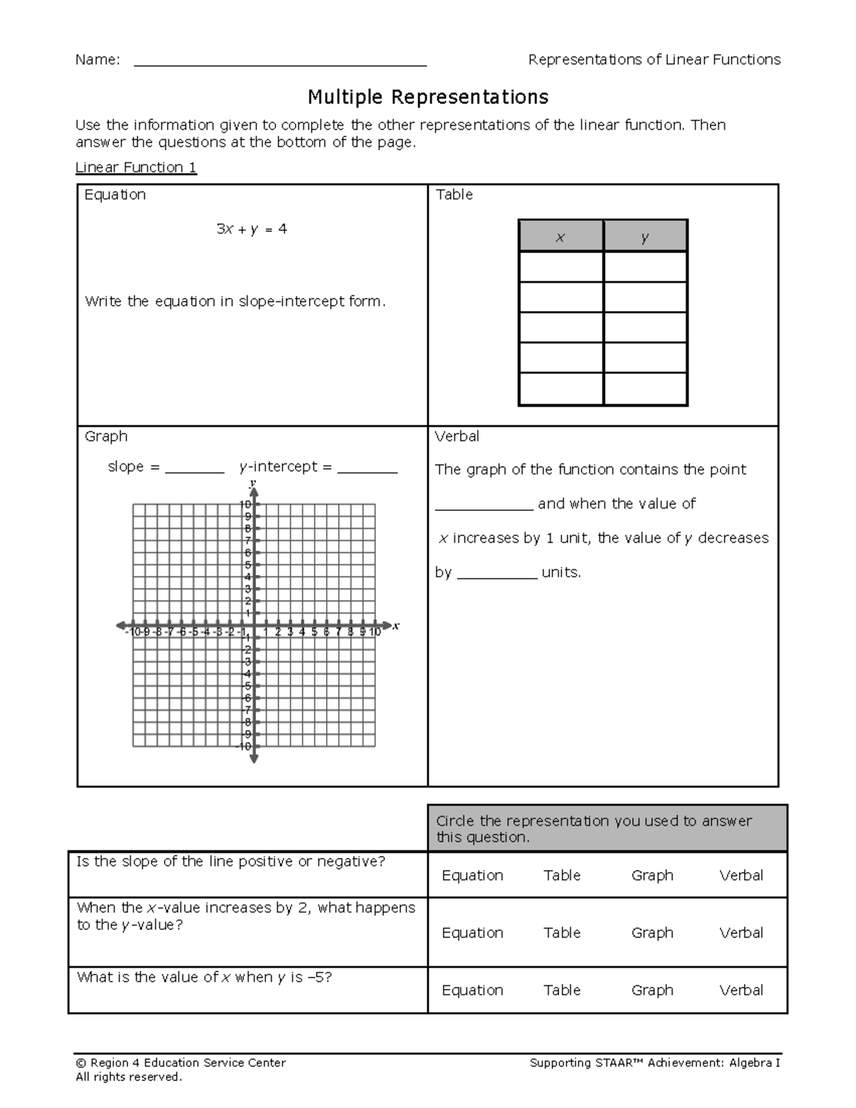 R4camt linear representations ds - Name ...