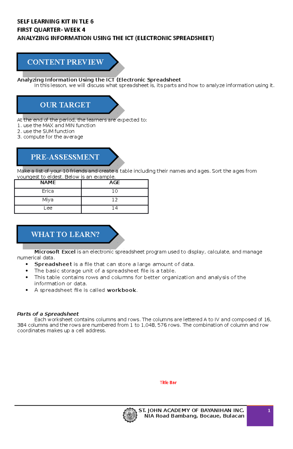 Lesson 4 - technology and livelihood education 4 - FIRST QUARTER- WEEK ...