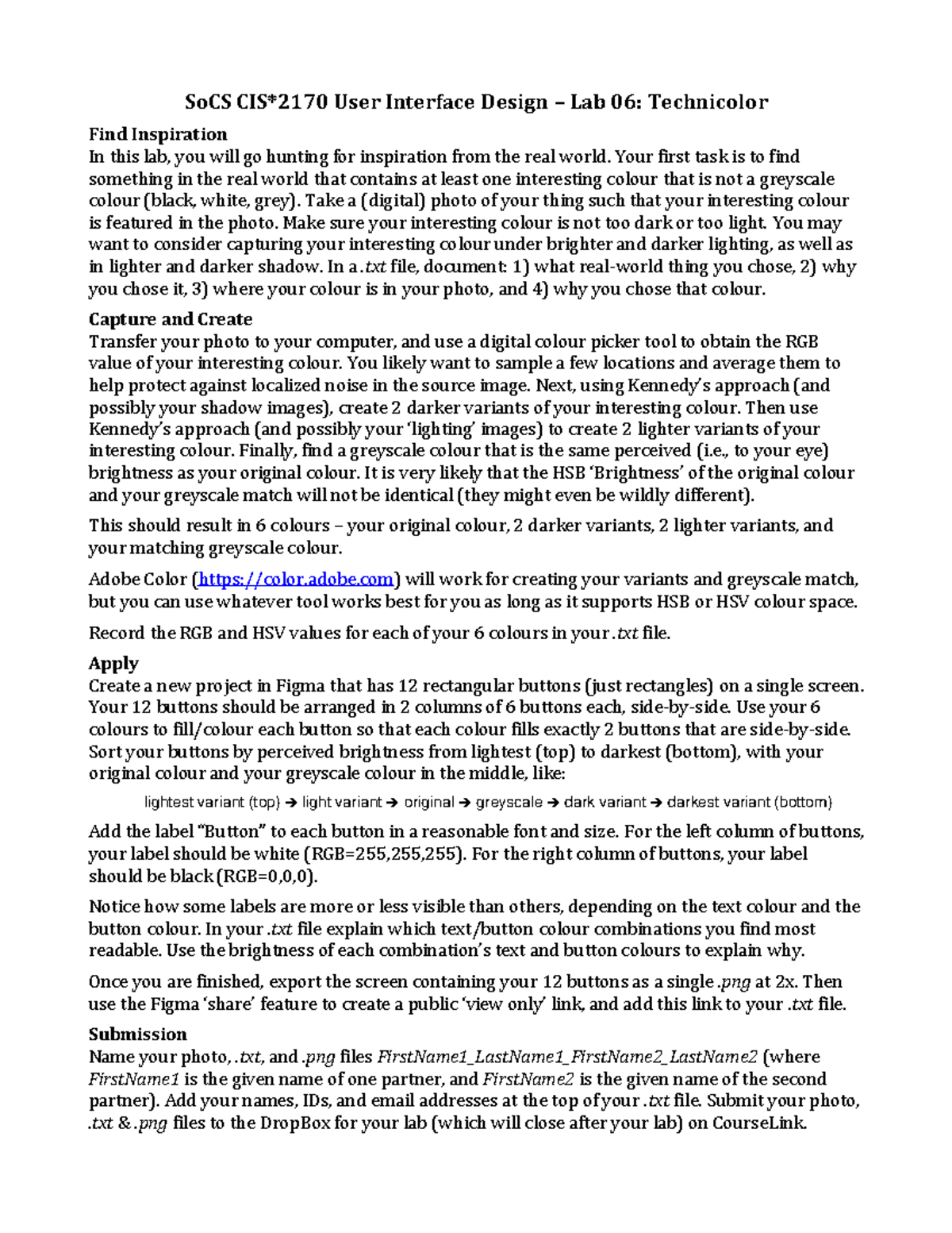 UI Design Lab 6 - SoCS CIS*2170 User Interface Design – Lab 06 ...