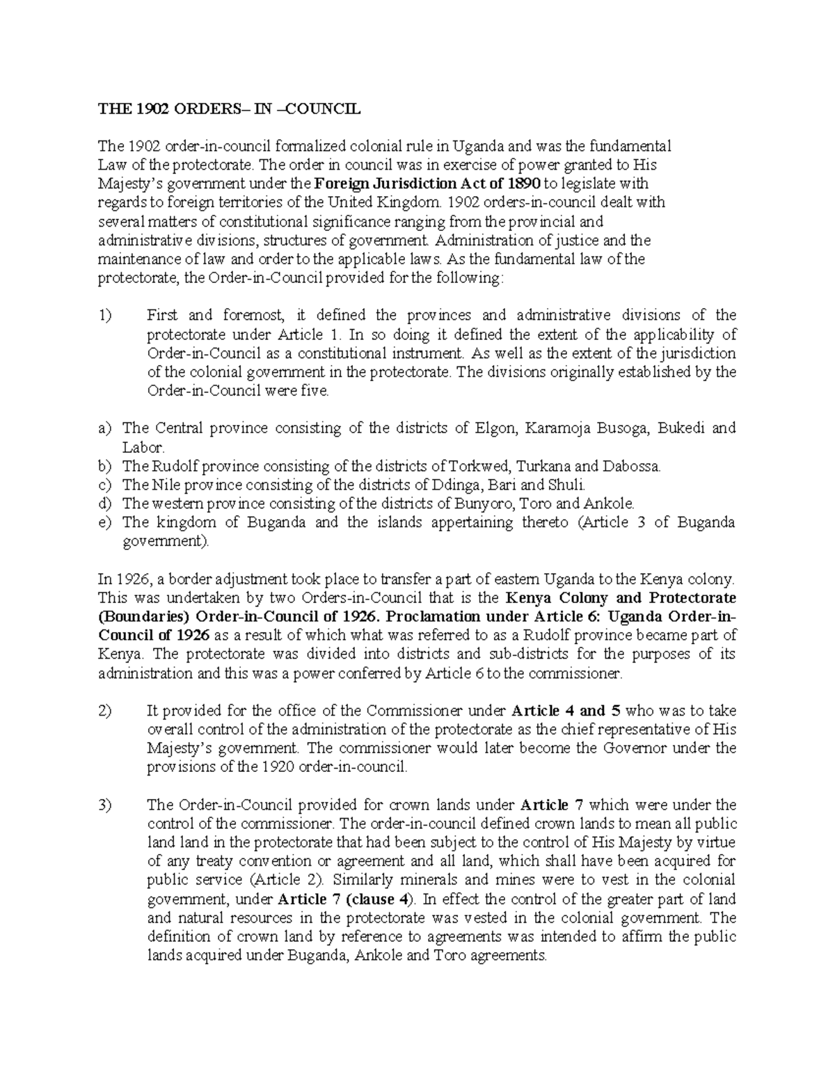 1902-Orders in Council - THE 1902 ORDERS– IN –COUNCIL The 1902 order-in ...
