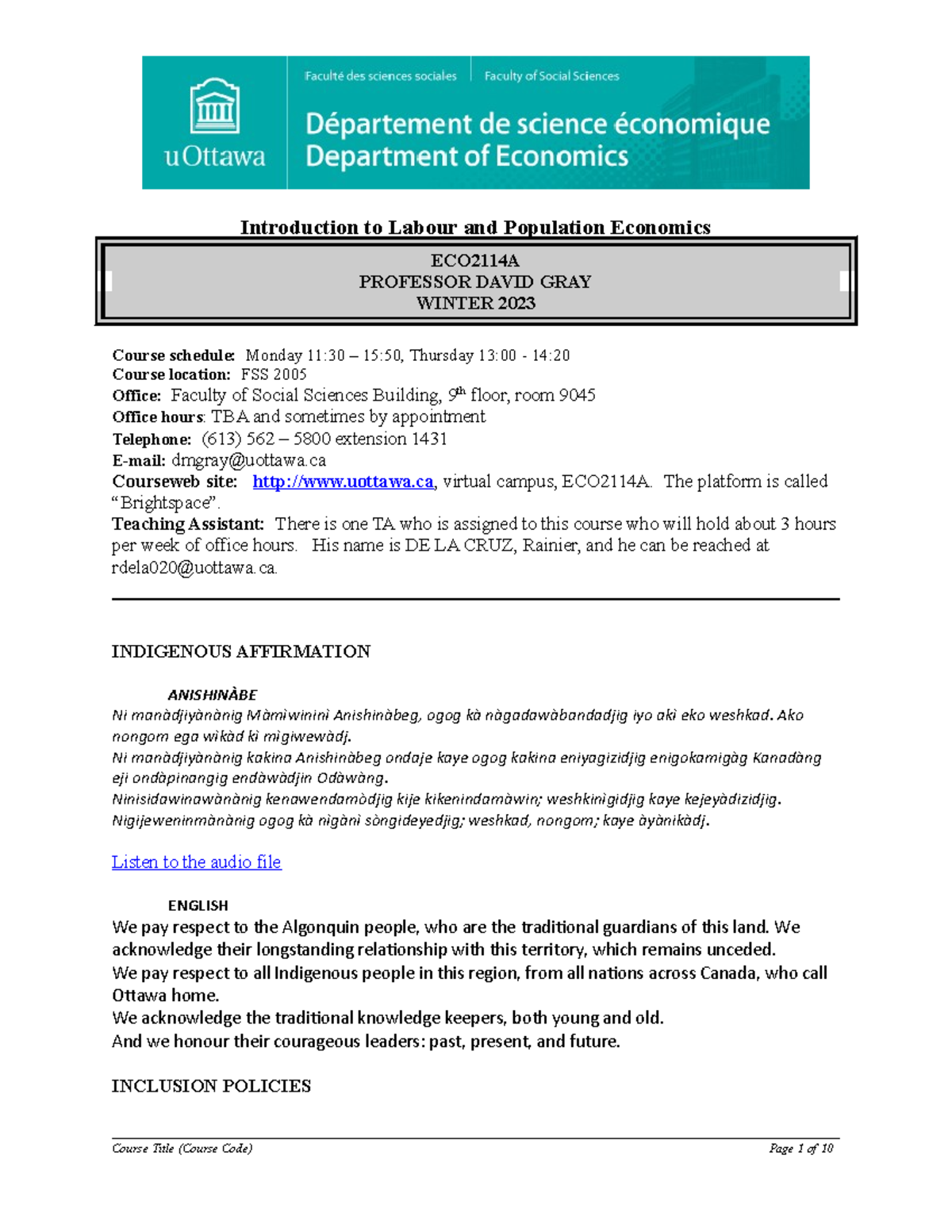 2114 syl 23 - syllabus - Introduction to Labour and Population ...