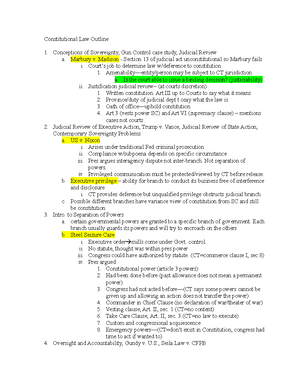 CON Outline - Con Law Outline I. FEDERAL JUDICIAL POWER Article III A ...