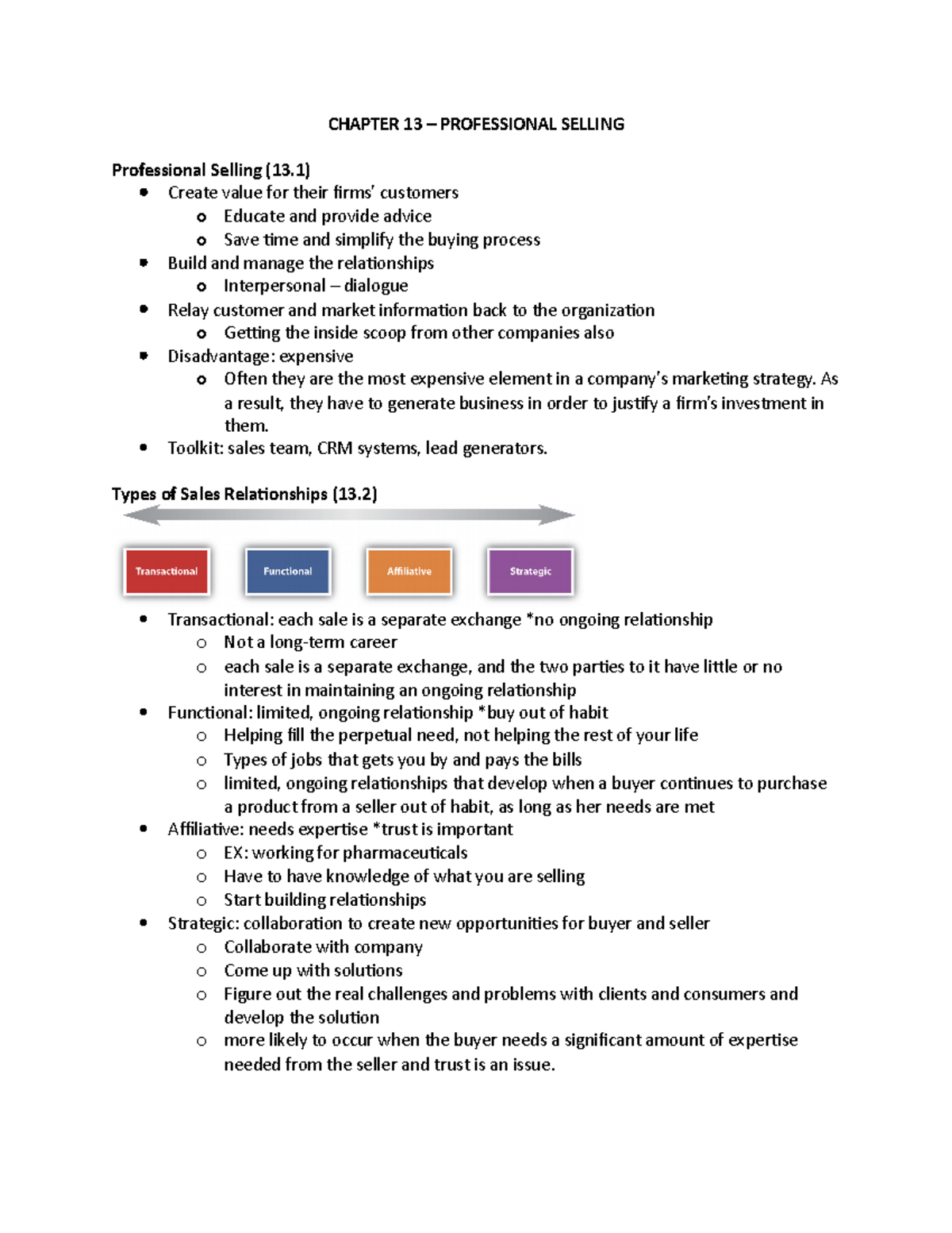 Chapter 13- Professional Selling - CHAPTER 13 – PROFESSIONAL SELLING ...