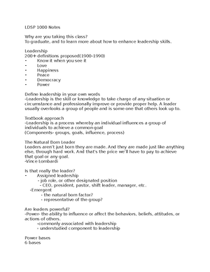 LDSP Week Three - Lecture notes 3-4 - Week 3 Lecture Notes LDSP 1000 ...